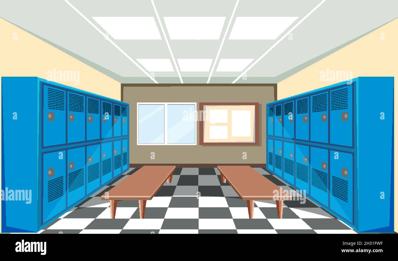 Interior of a school locker room illustration Stock Vector Image & Art ...