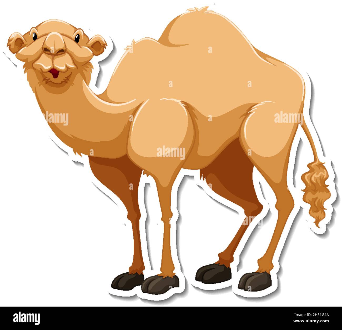 A sticker template of camel cartoon character illustration Stock Vector ...