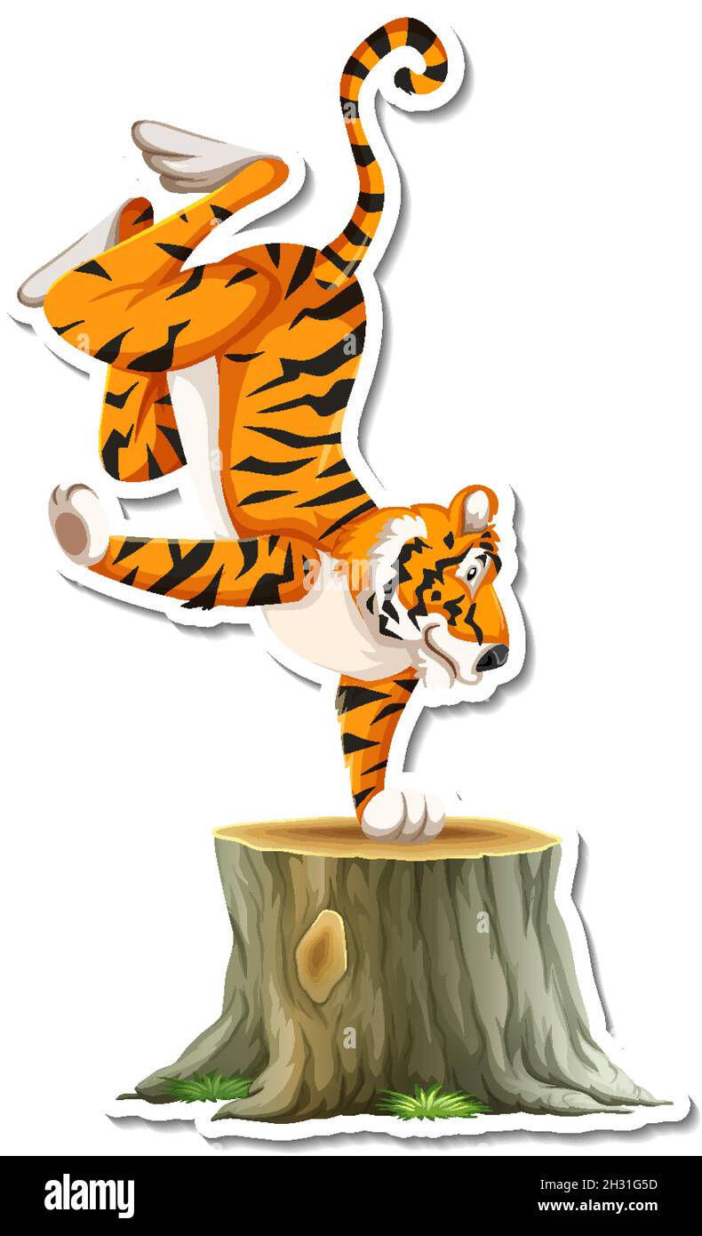 Tiger dancing cartoon character on white background illustration Stock ...