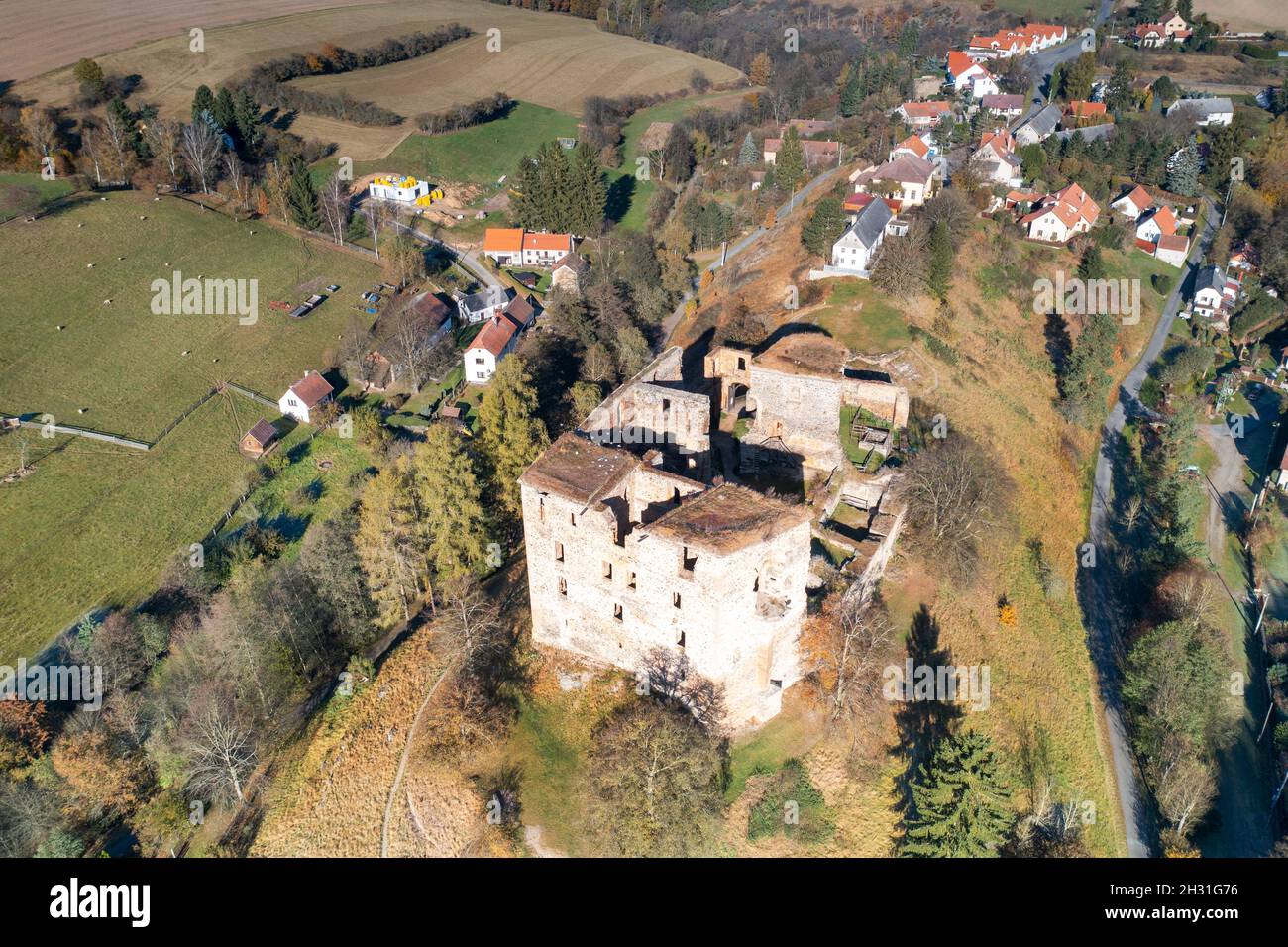 Goticky hrad Krakovec z 1383, Stredocesky kraj, Ceska republika ...