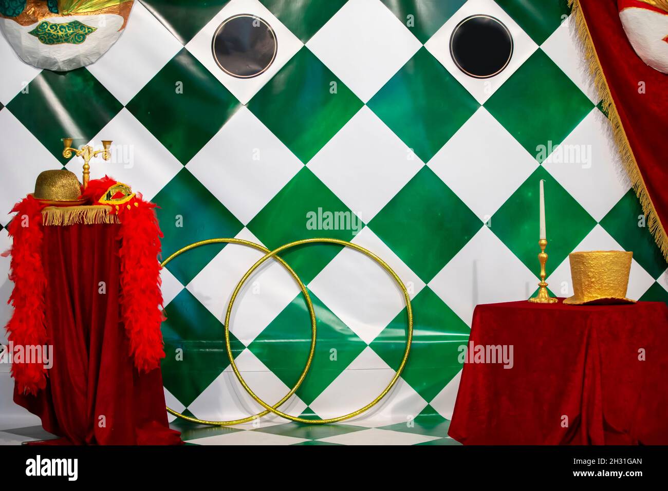 Circus background with various circus objects. Stage of the Circus ...