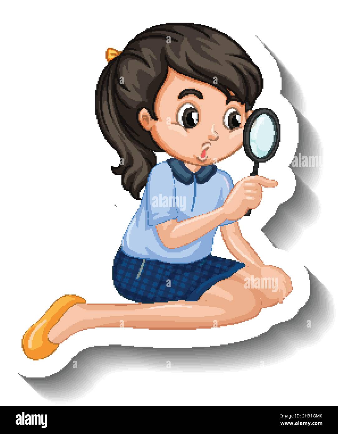 Cartoon girl looking through magnifying glass illustration Stock Vector ... Cartoon girl looking through magnifying glass illustration Stock Vector ...