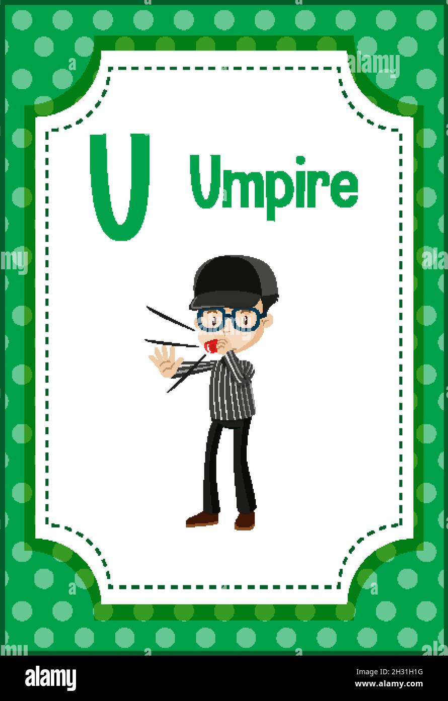 Alphabet flashcard with letter U for Umpire illustration Stock Vector ...