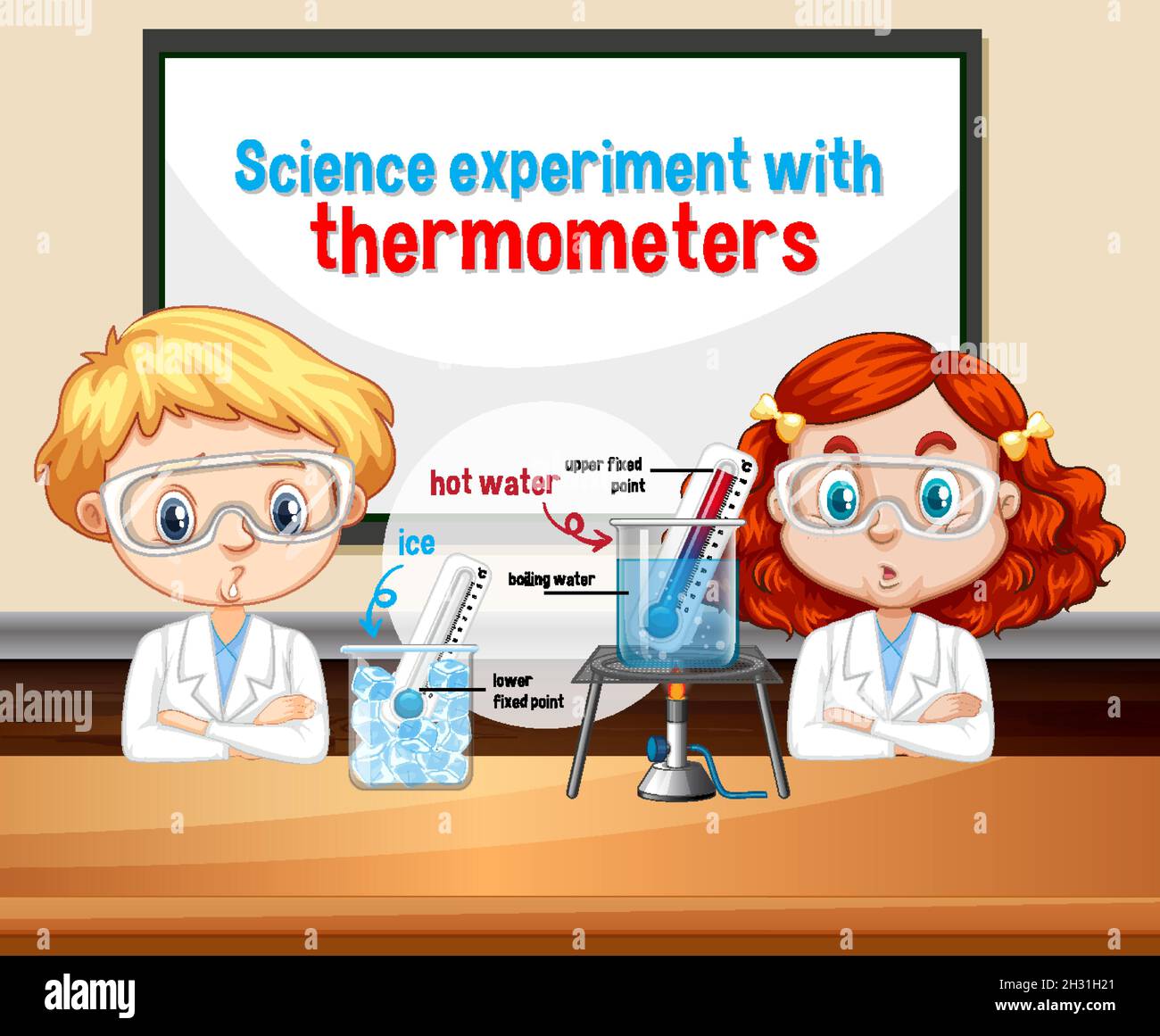 Science experiment with thermometers illustration Stock Vector Image ...