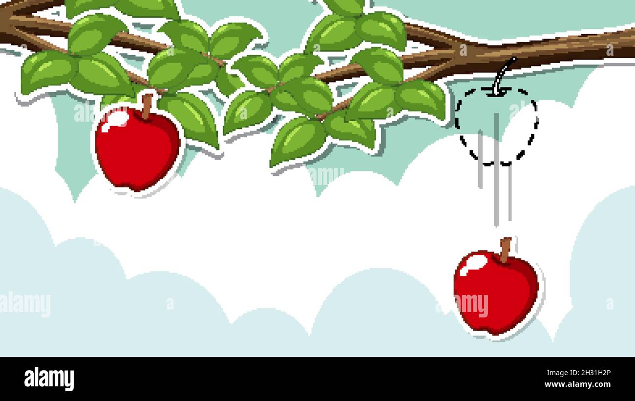 Thumbnail design with falling apple for gravity experiment illustration ...