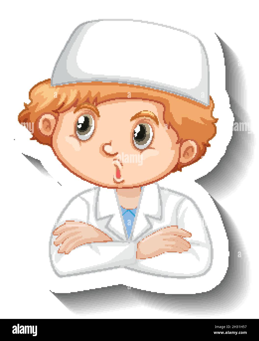 Scientist muslim boy cartoon character sticker illustration Stock ...