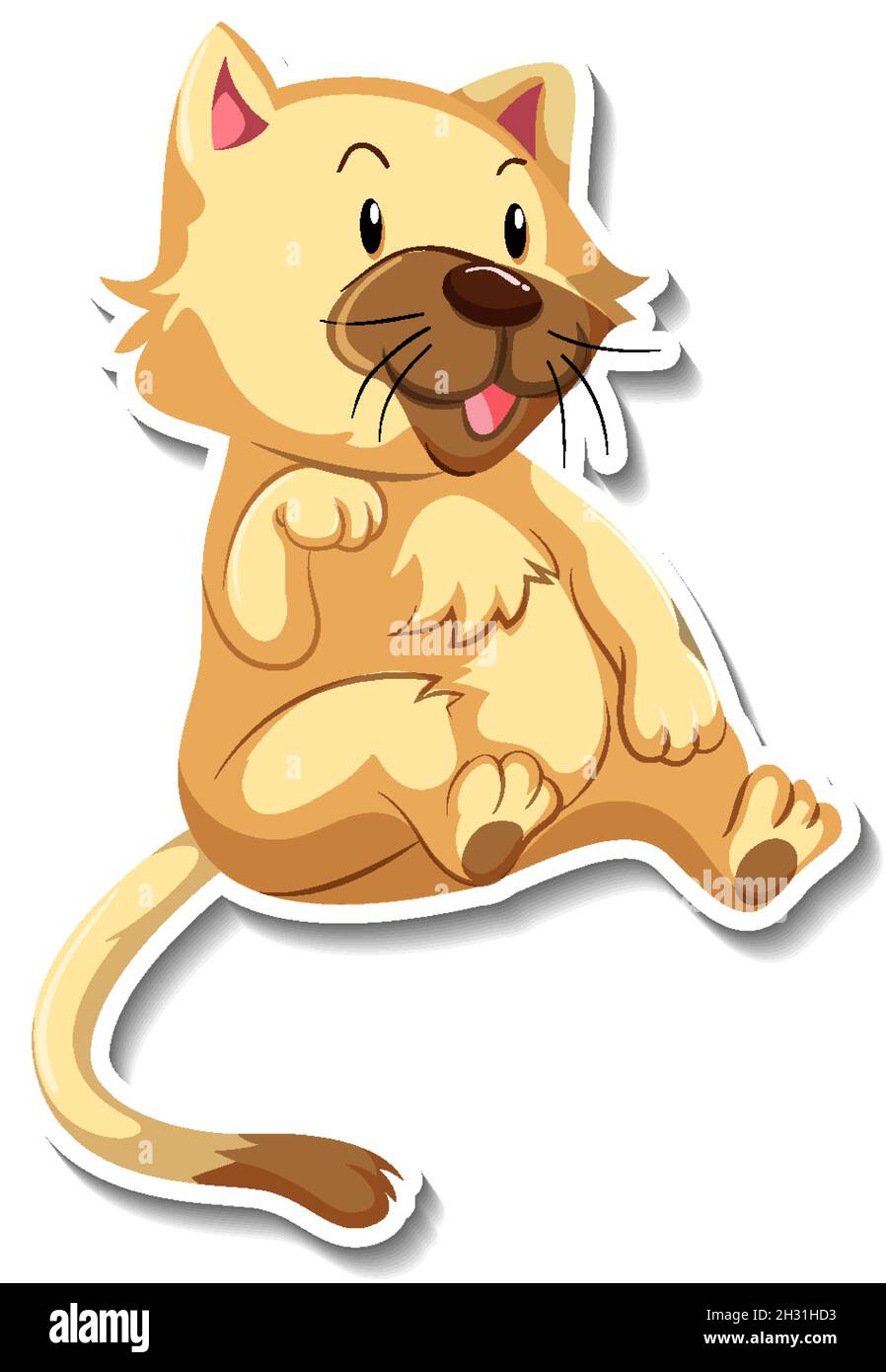 A sticker template of cat cartoon character illustration Stock Vector ...