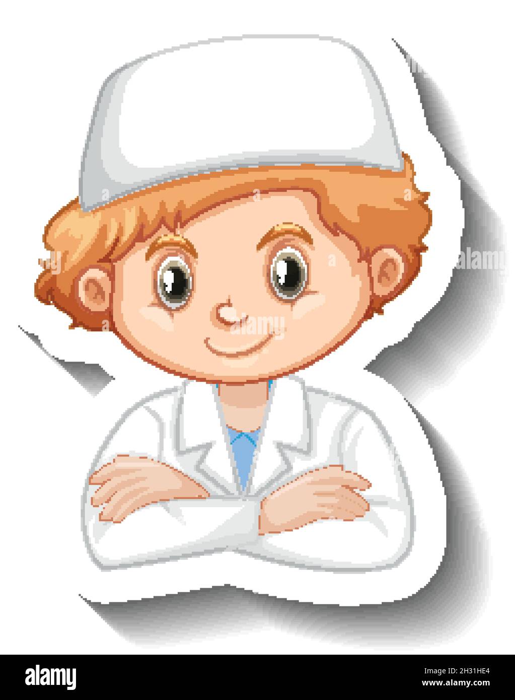 Scientist muslim boy cartoon character sticker illustration Stock ...