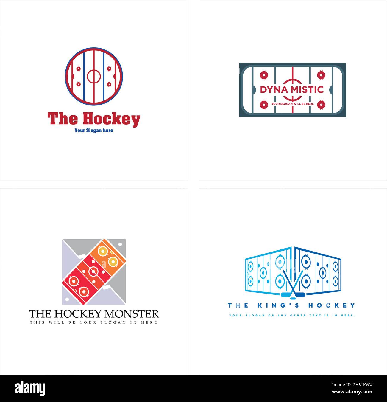 Modern play card hockey field sticks logo design Stock Vector Image ...