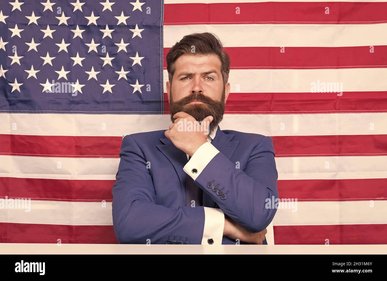 Man american presenter anchorman in studio, television debate concept ...