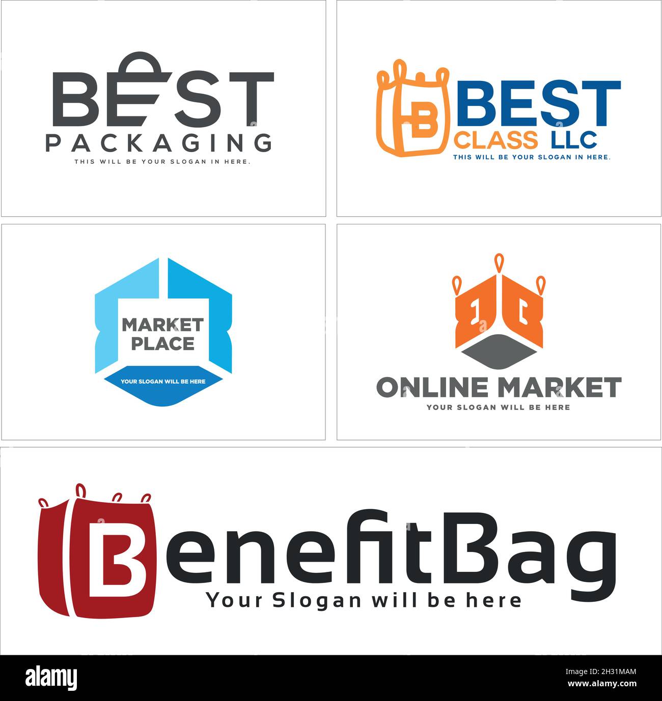 Modern business packaging simple initial letter B bag logo design Stock ...