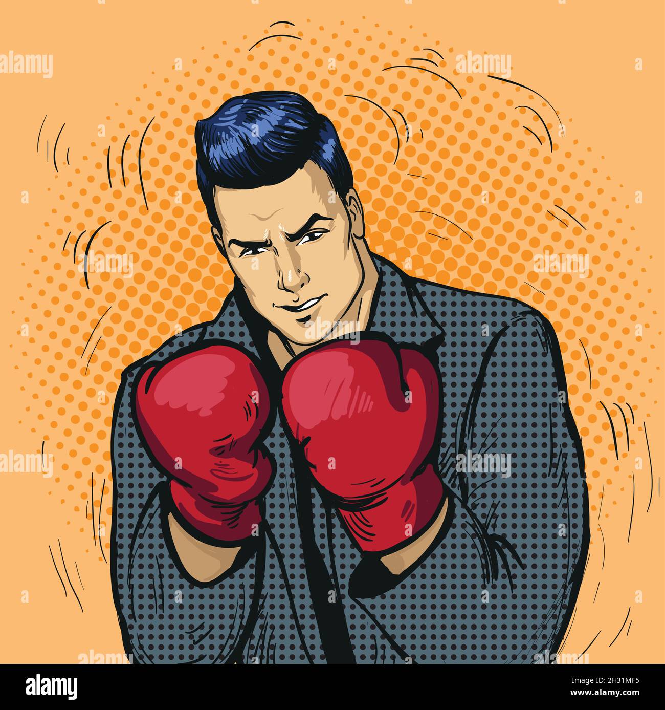 Man in boxing gloves vector illustration in comic pop art style ...