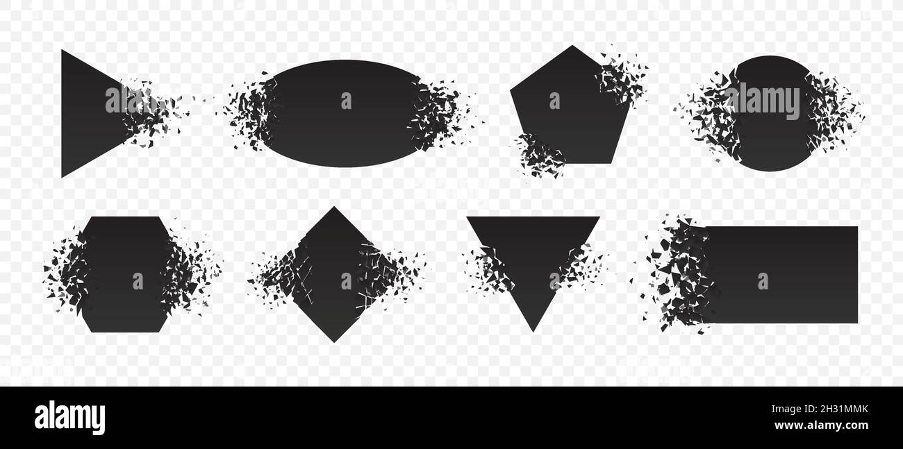 Shape explosion broken and shattered flat style design vector ...