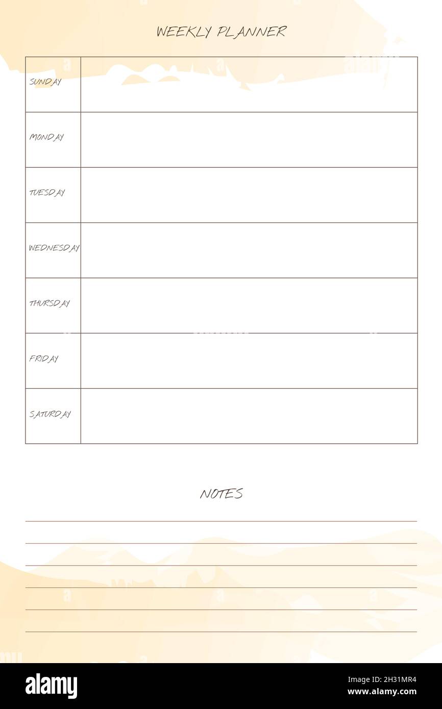 weekly planner trendy template with handwritten font and delicate ...