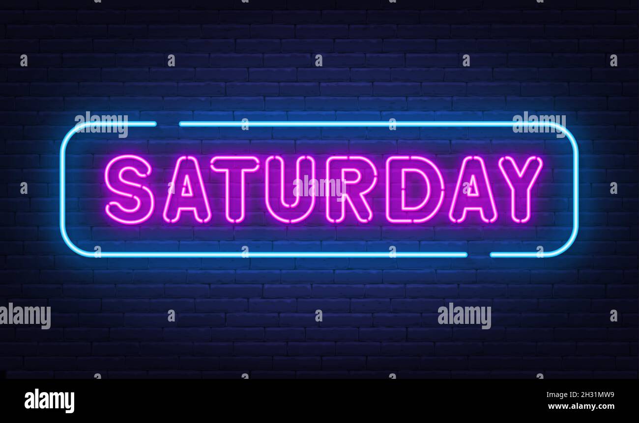 Saturday neon sign on brick wall background Stock Vector Image & Art ...