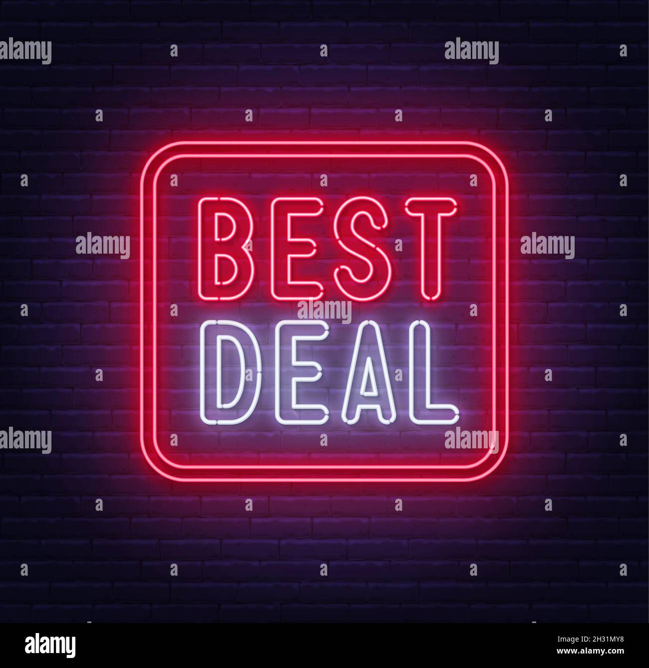 Best Deal neon sign on brick wall background. Vector illustration Stock ...