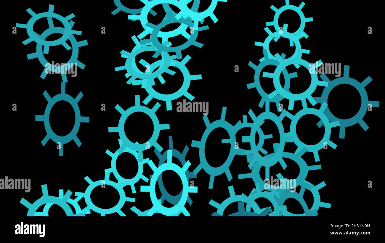 3d illustration - blue gears Shapes Stock Photo - Alamy