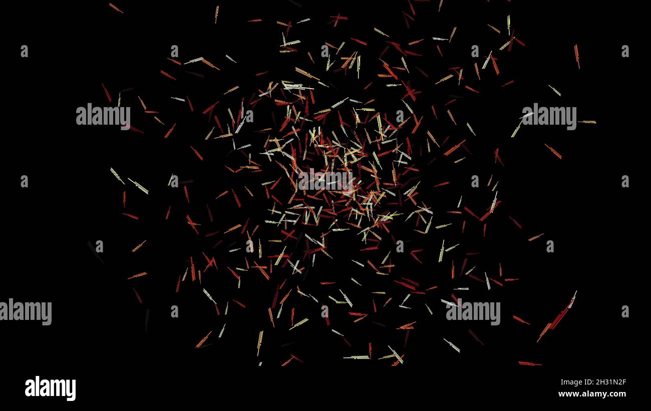 3d illustration- Black background with weird red and white sticks Stock ...