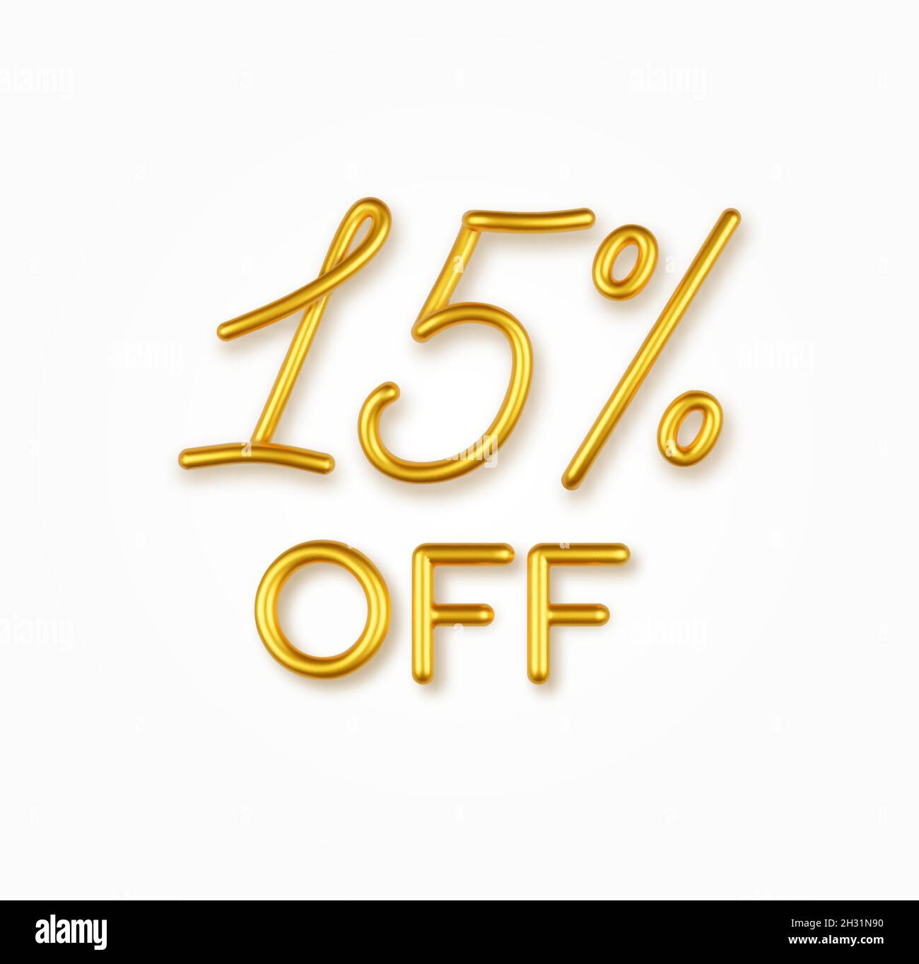 15 percent off golden realistic text on a light background Stock Vector ...