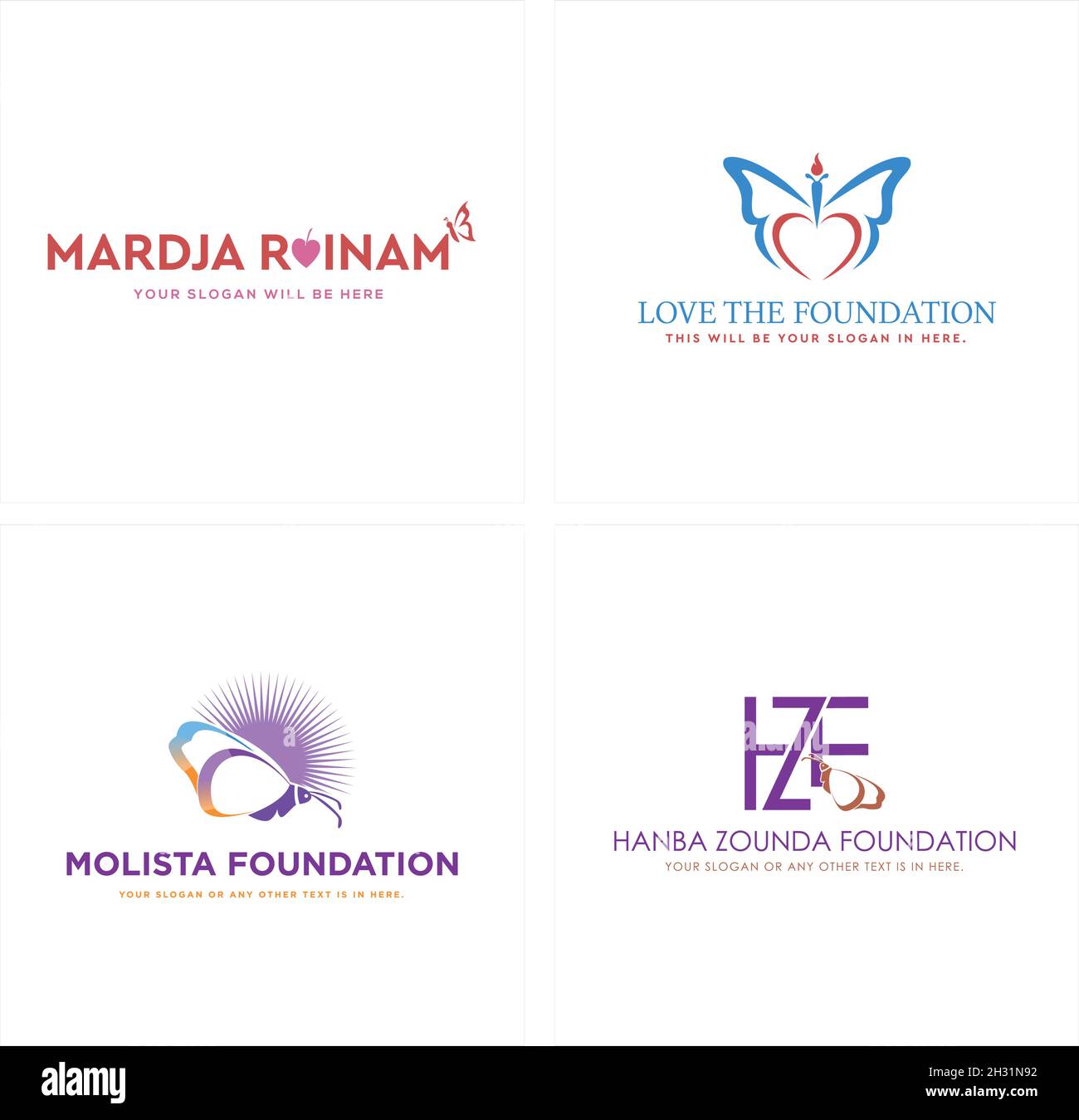 Modern nonprofit foundation charity torch butterfly logo design Stock ...