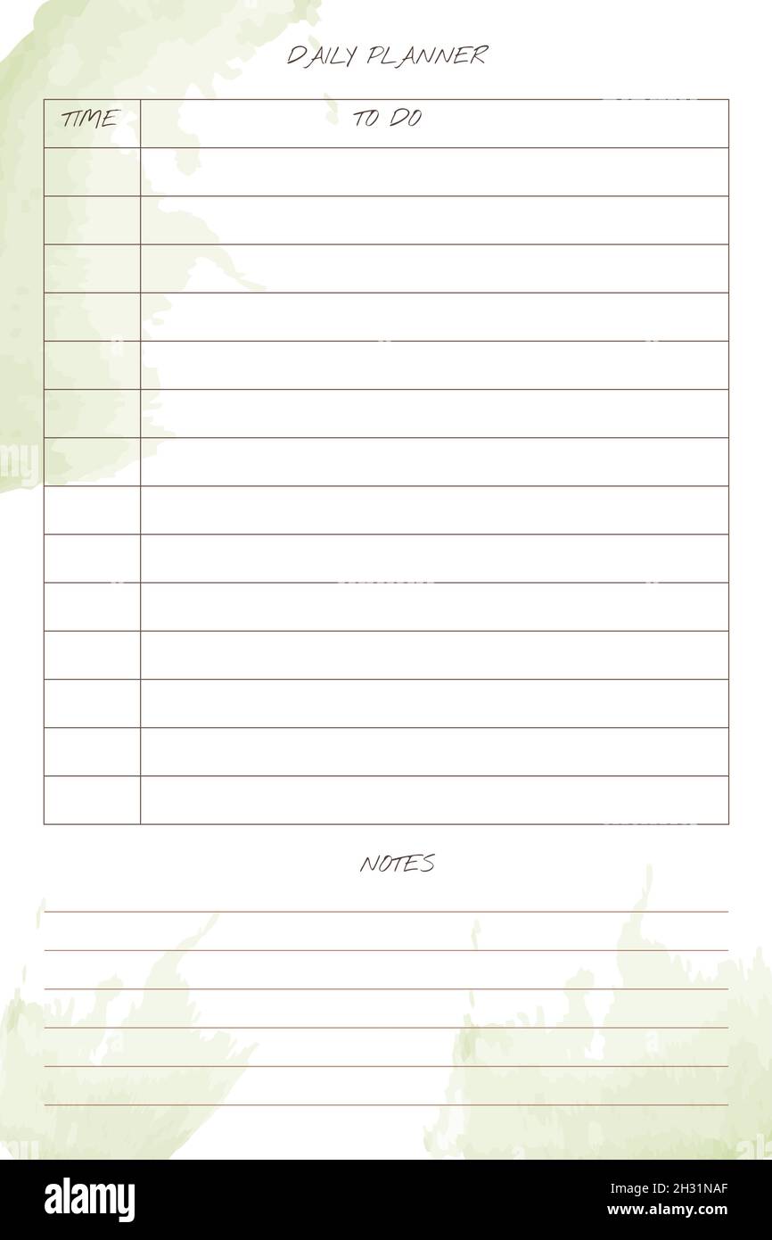 daily planner trendy template with handwritten font and delicate ...