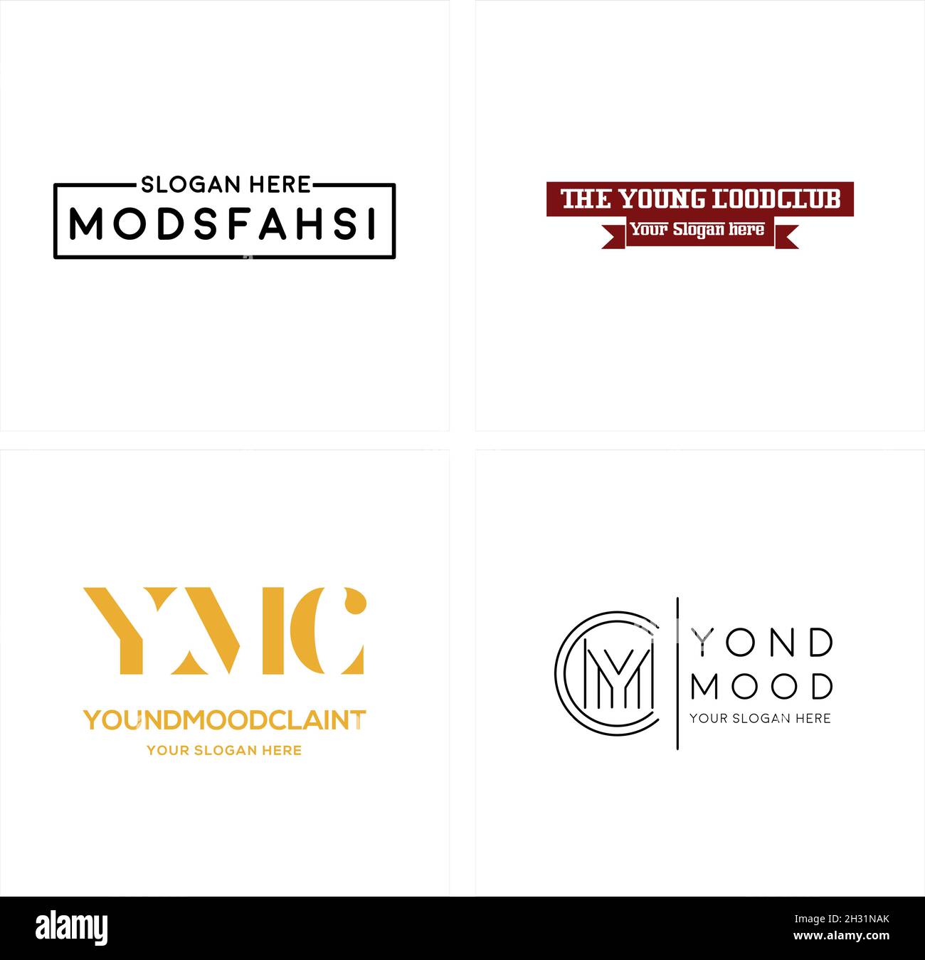 Wordmark initial letter rectangle flat line logo design Stock Vector ...