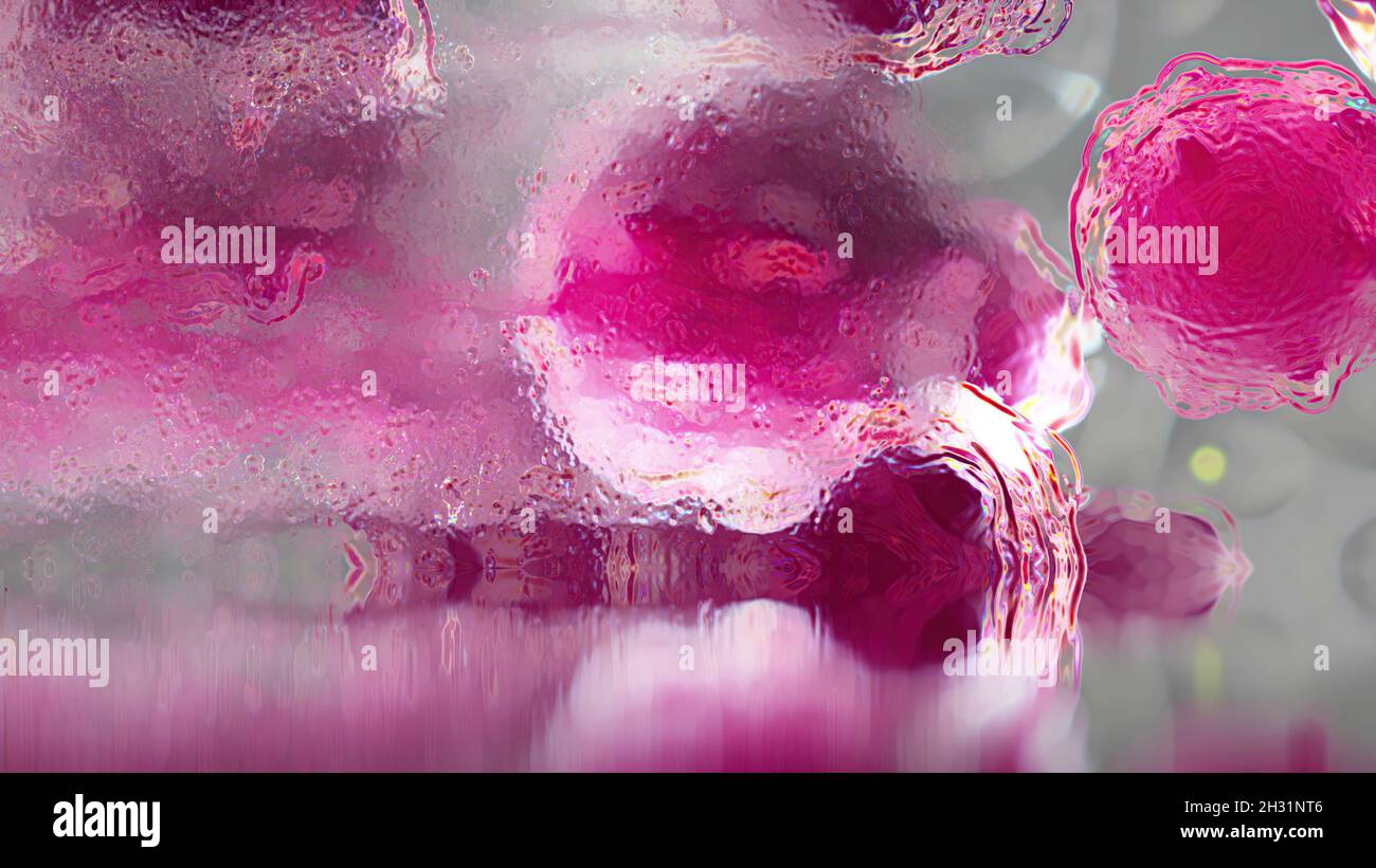 3d illustration Of A Damaged And Disintegrating Cancer Cell in frozen ...