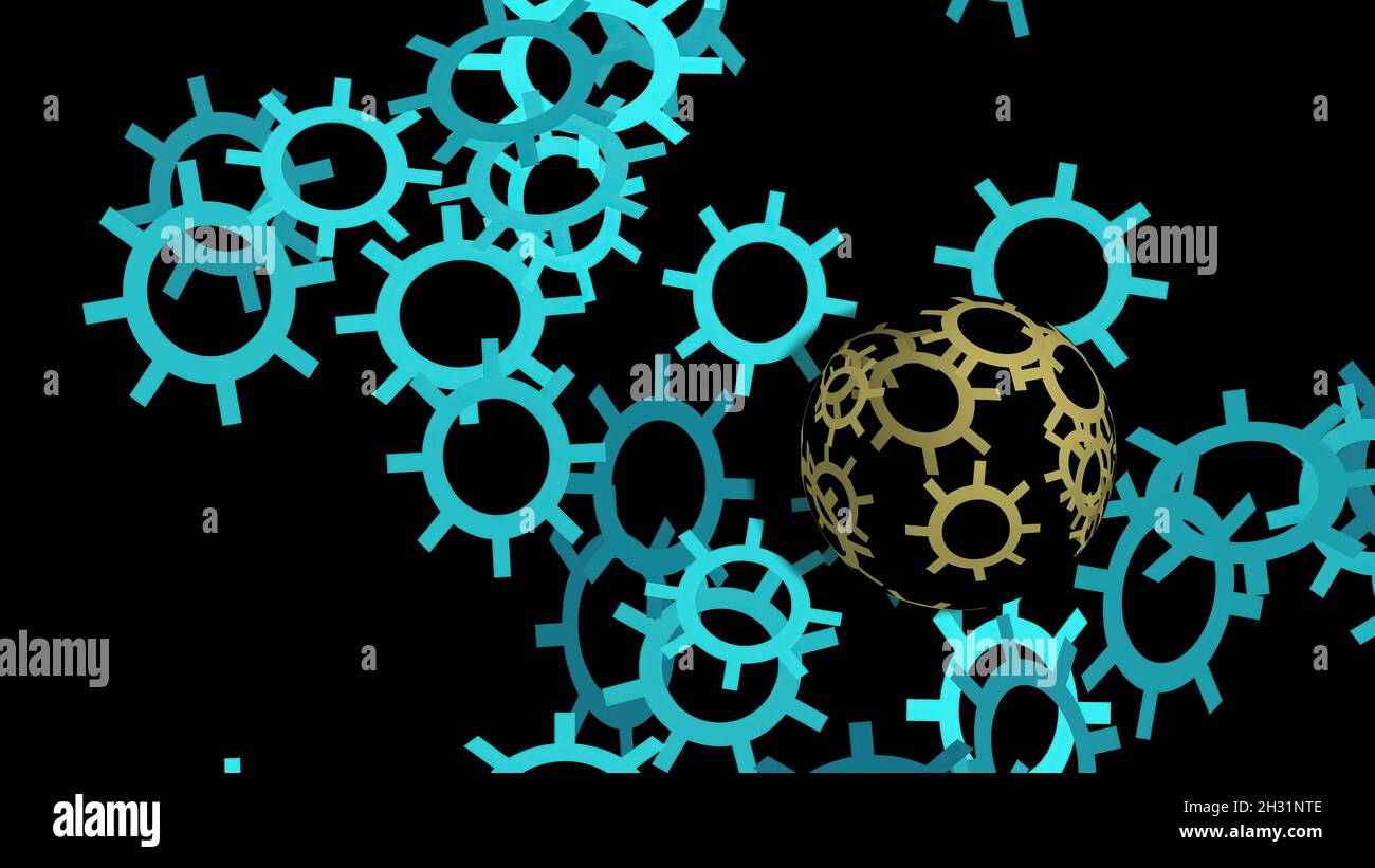 3d illustration - blue gears Shapes Stock Photo - Alamy