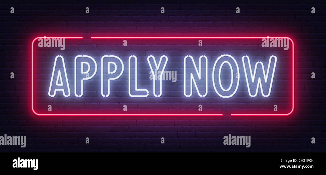 Apply Now neon sign on a brick wall background Stock Vector Image & Art ...