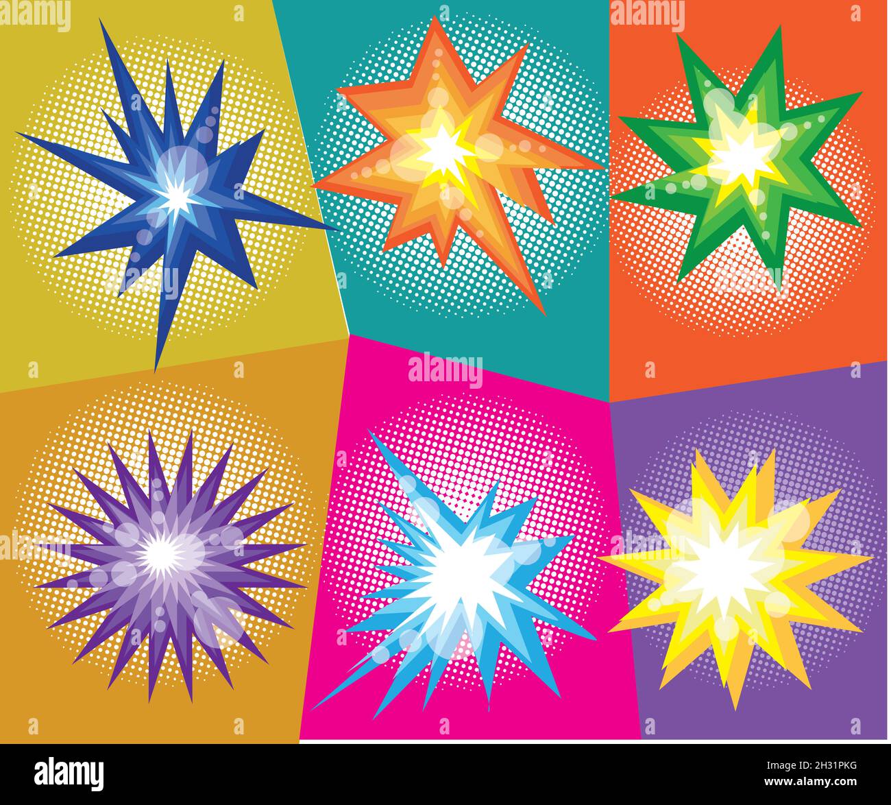 Vector set of abstract explosions in comic pop art style. Design ...