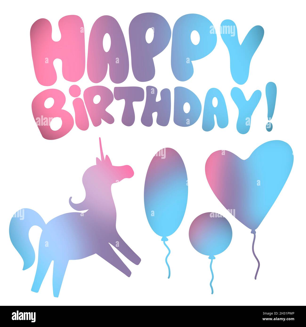 Set birthday with gradient balloons on white background Stock Photo - Alamy