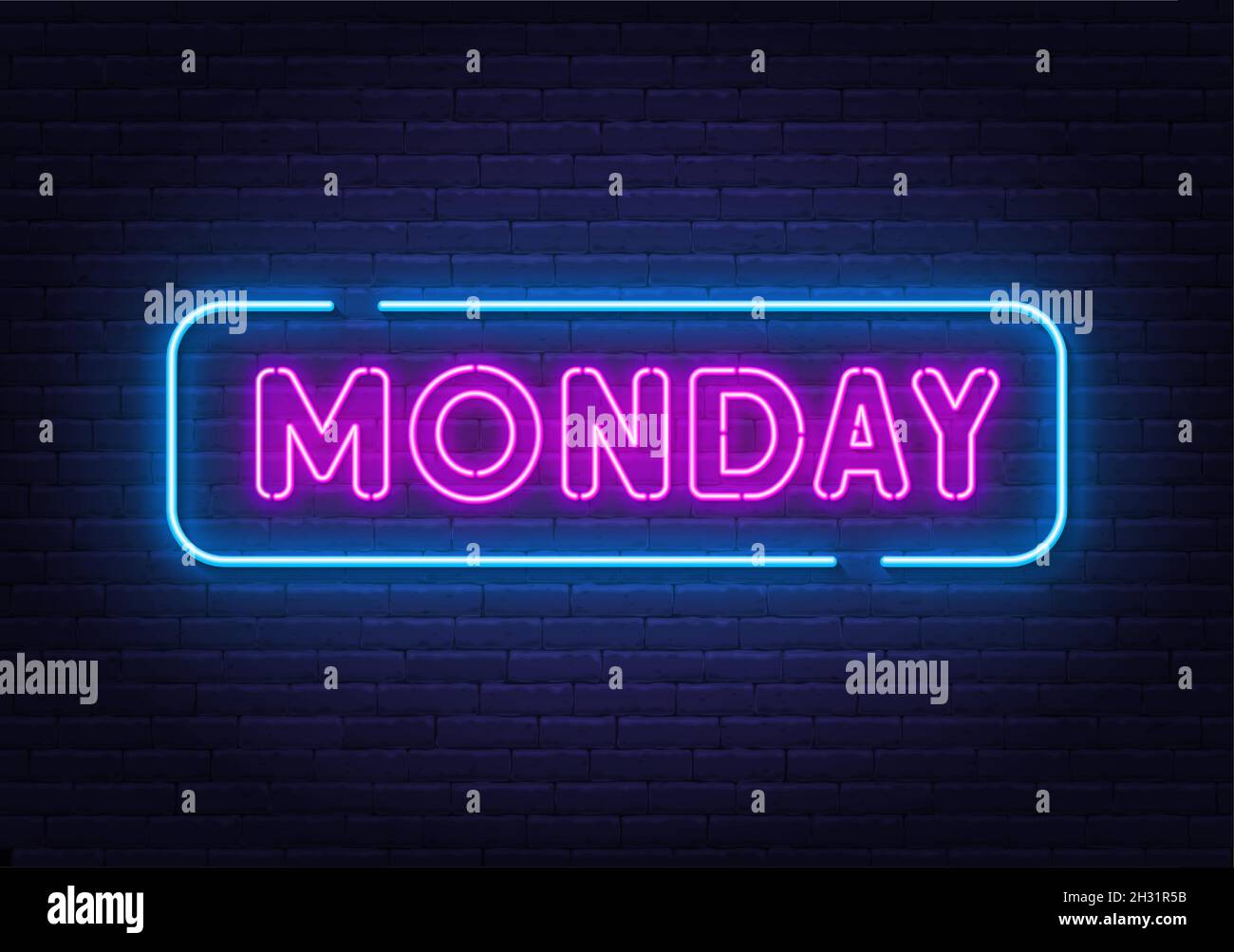 Monday neon sign on brick wall background Stock Vector Image & Art - Alamy