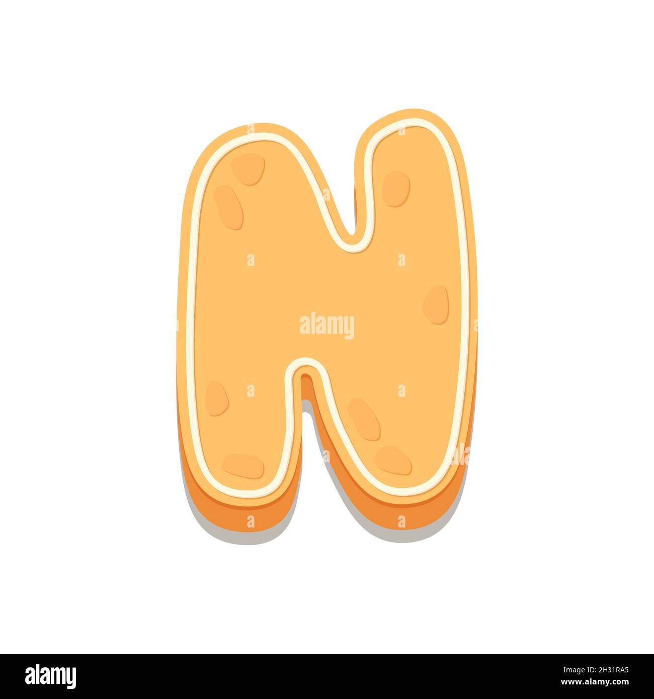 Gingerbread Cookies letter N. Cartoon letter with icing sugar covering ...