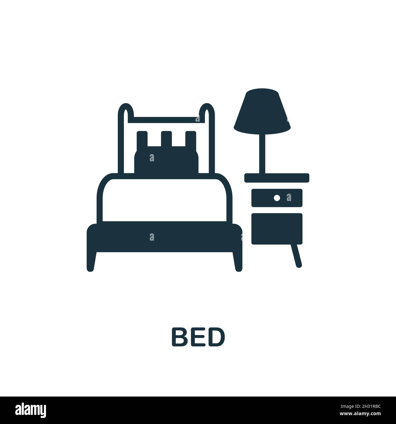 Bed icon. Monochrome sign from home rest collection. Creative Bed icon ...