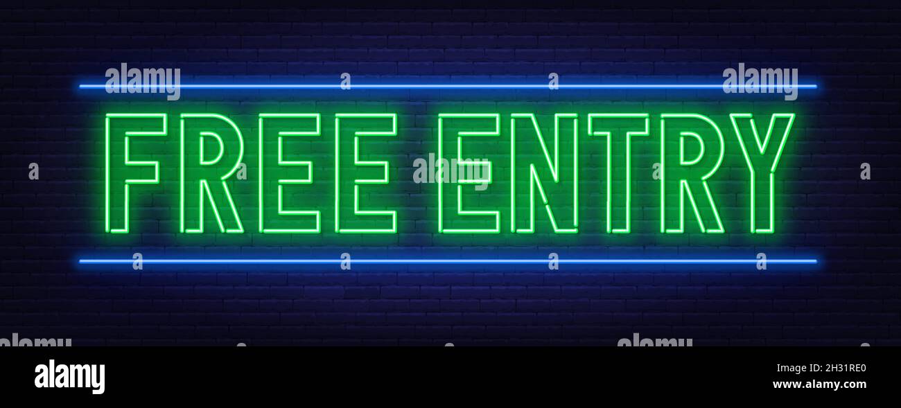 Neon sign free entry on brick wall background Stock Vector Image & Art ...