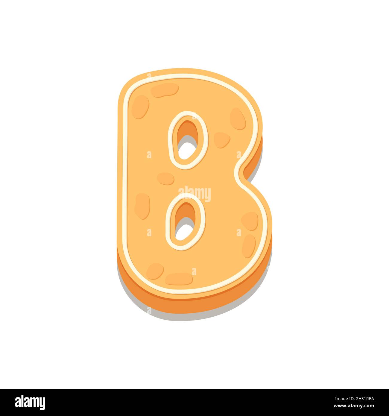 Gingerbread Cookies letter B. Cartoon letter with icing sugar covering ...