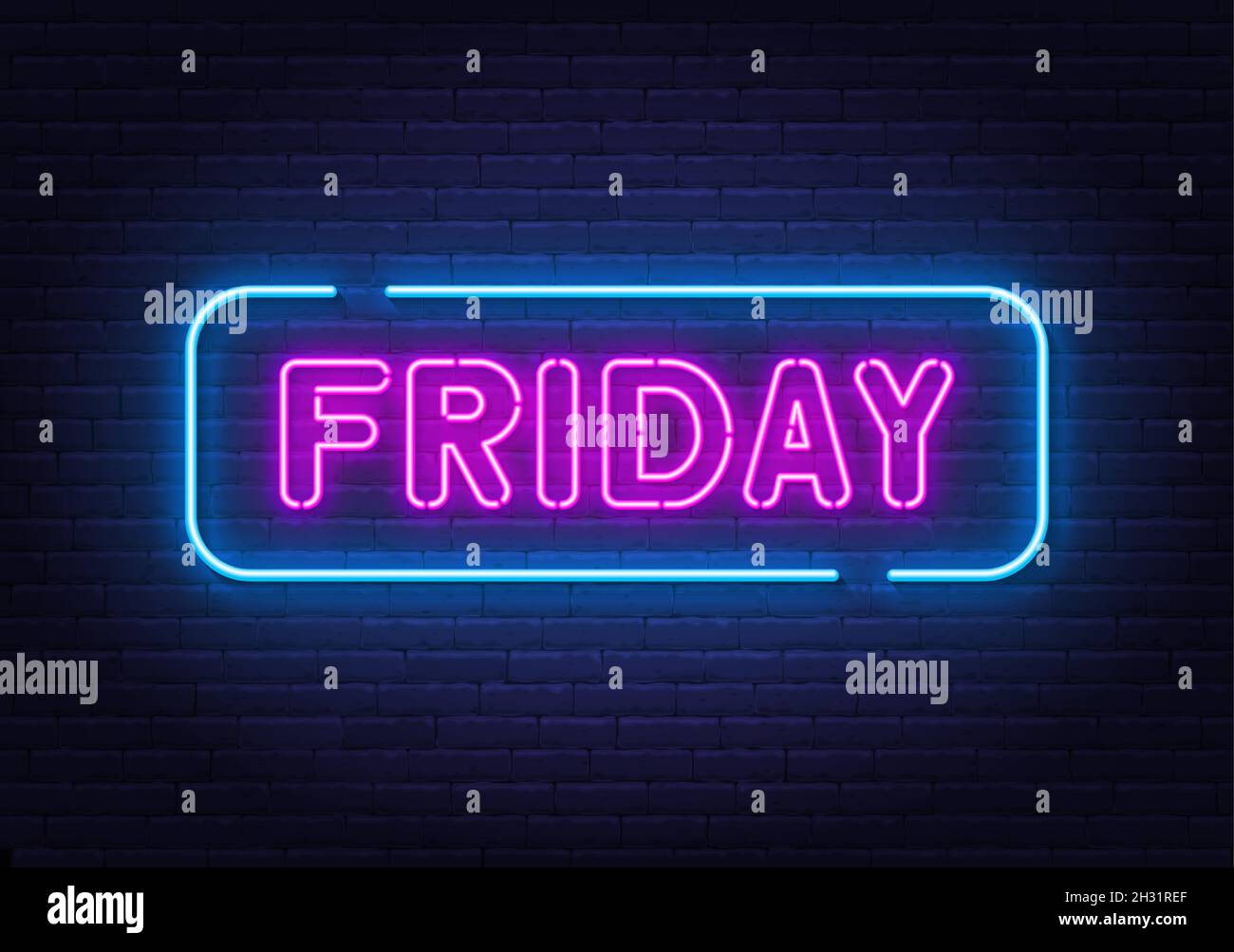 Friday neon sign on brick wall background Stock Vector Image & Art - Alamy