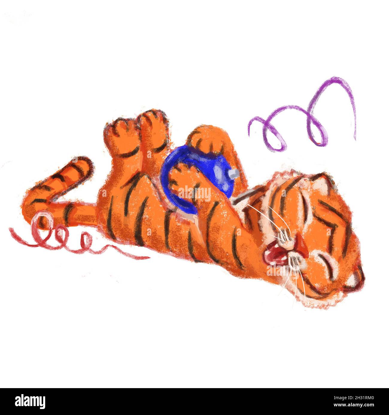 Cute cartoon little orange tiger playing Stock Photo - Alamy