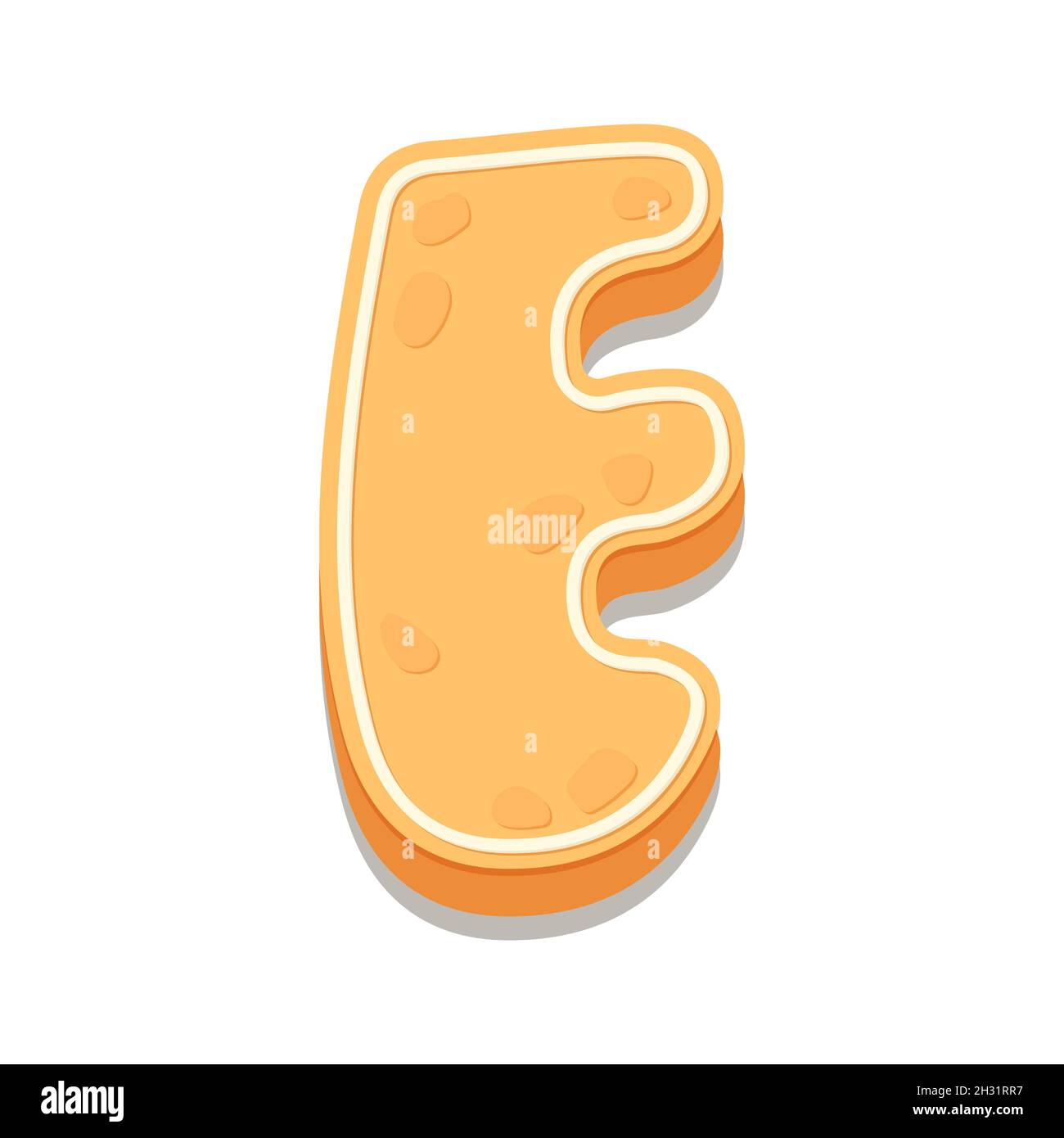 Gingerbread Cookies letter E. Cartoon letter with icing sugar covering ...