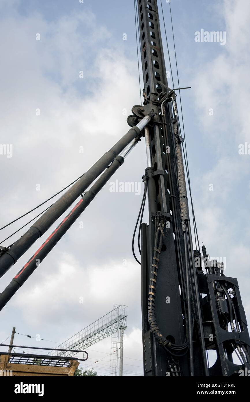 Hydraulic Pile Driving Rig machine standing near the construction site ...