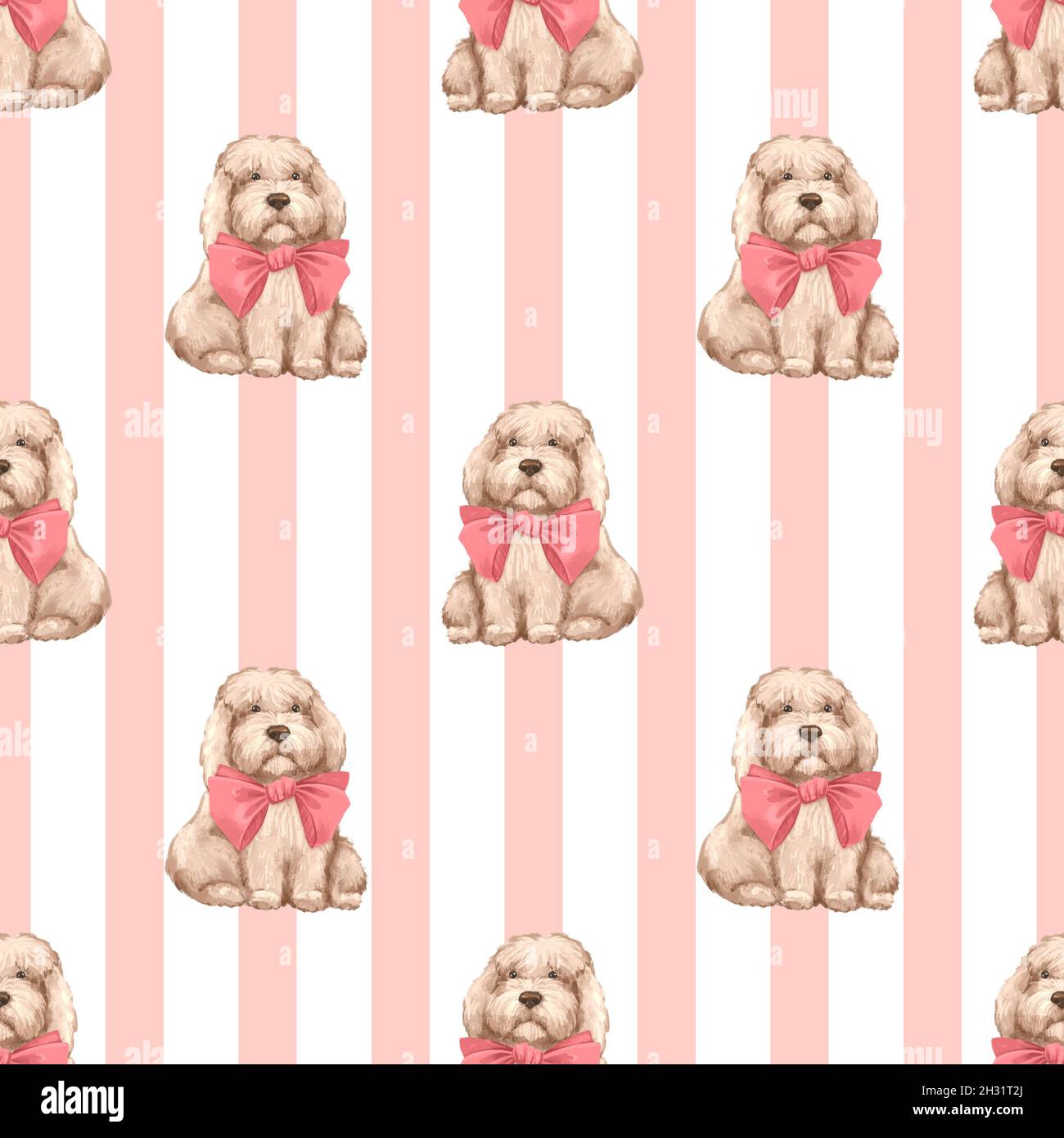 Cute puppy seamless pattern. Striped background with dogs Stock Photo ...