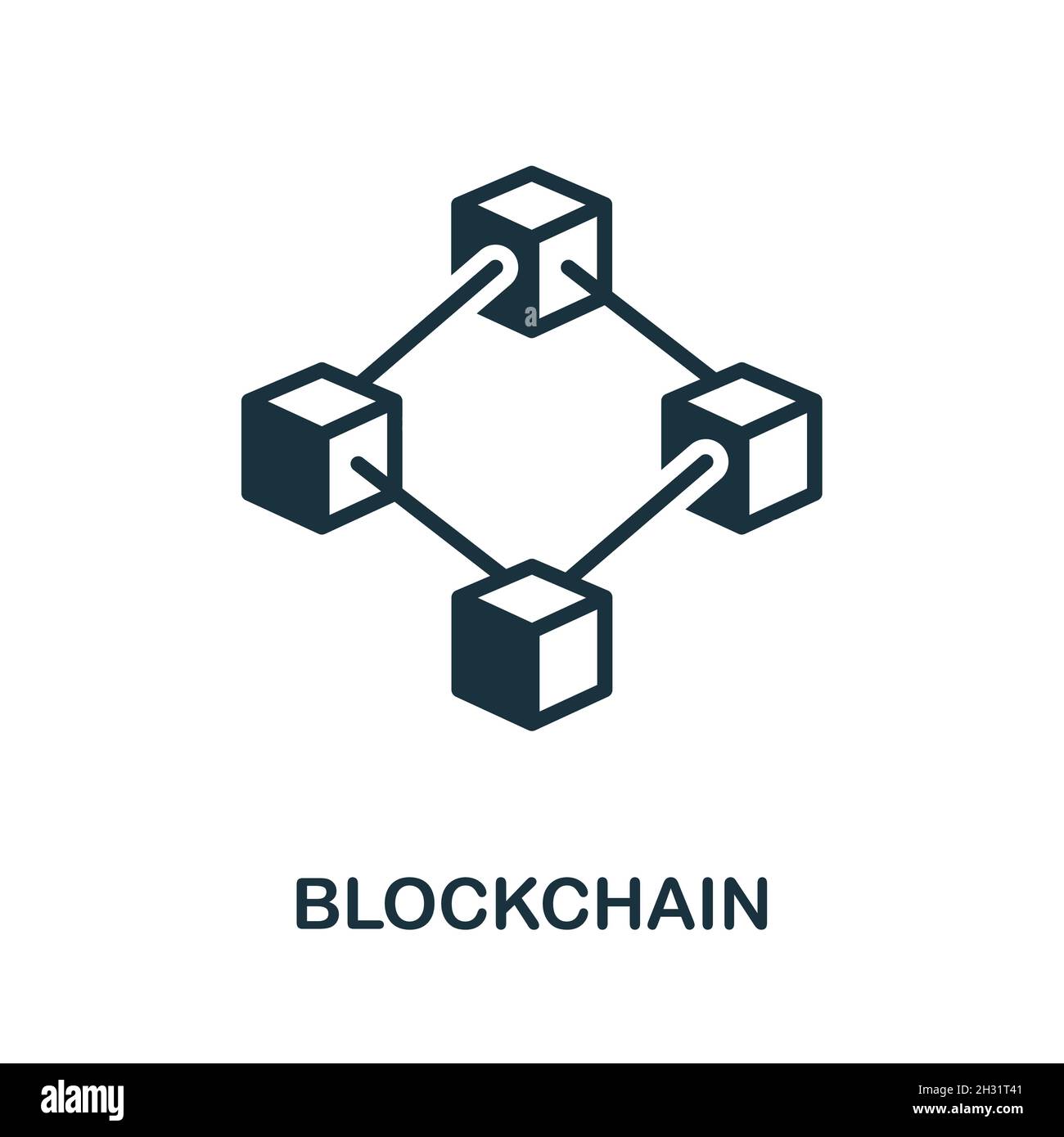 Blockchain Icon Monochrome Sign From Industry 40 Collection Creative