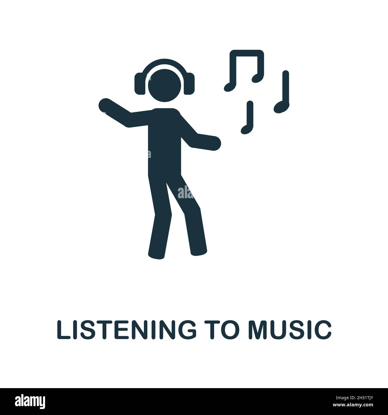 Listening To Music icon. Monochrome sign from home rest collection ...