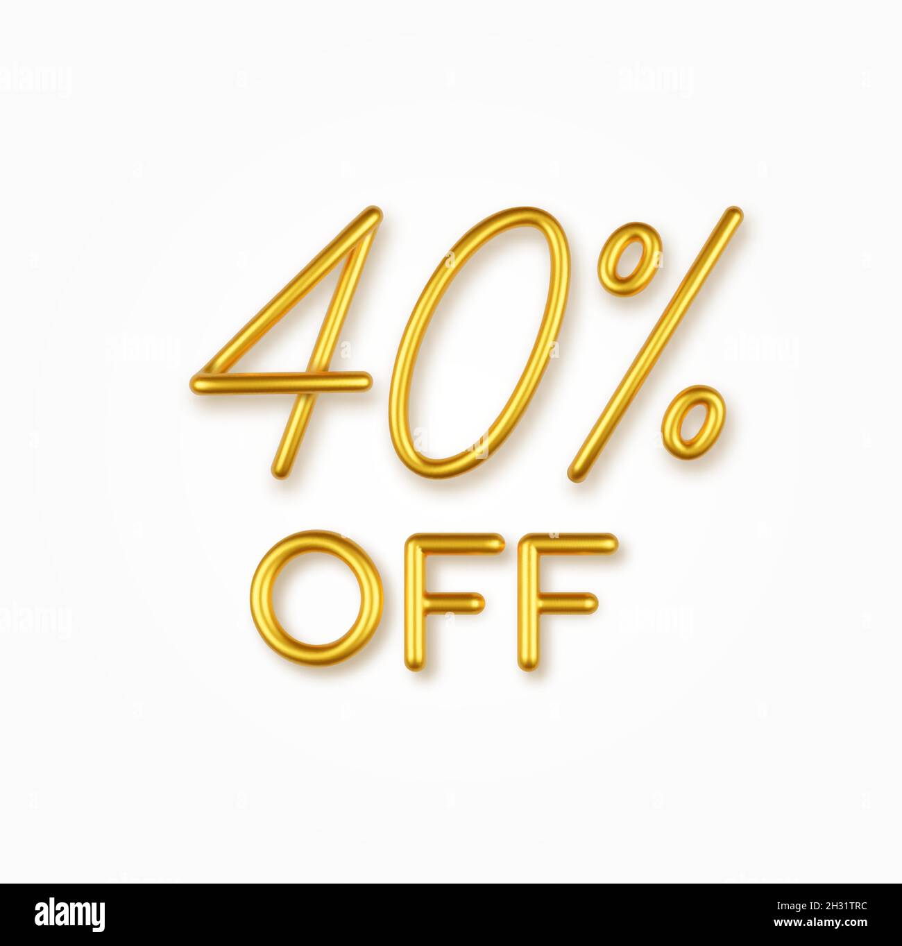 40 percent off golden realistic text on a light background Stock Vector ...
