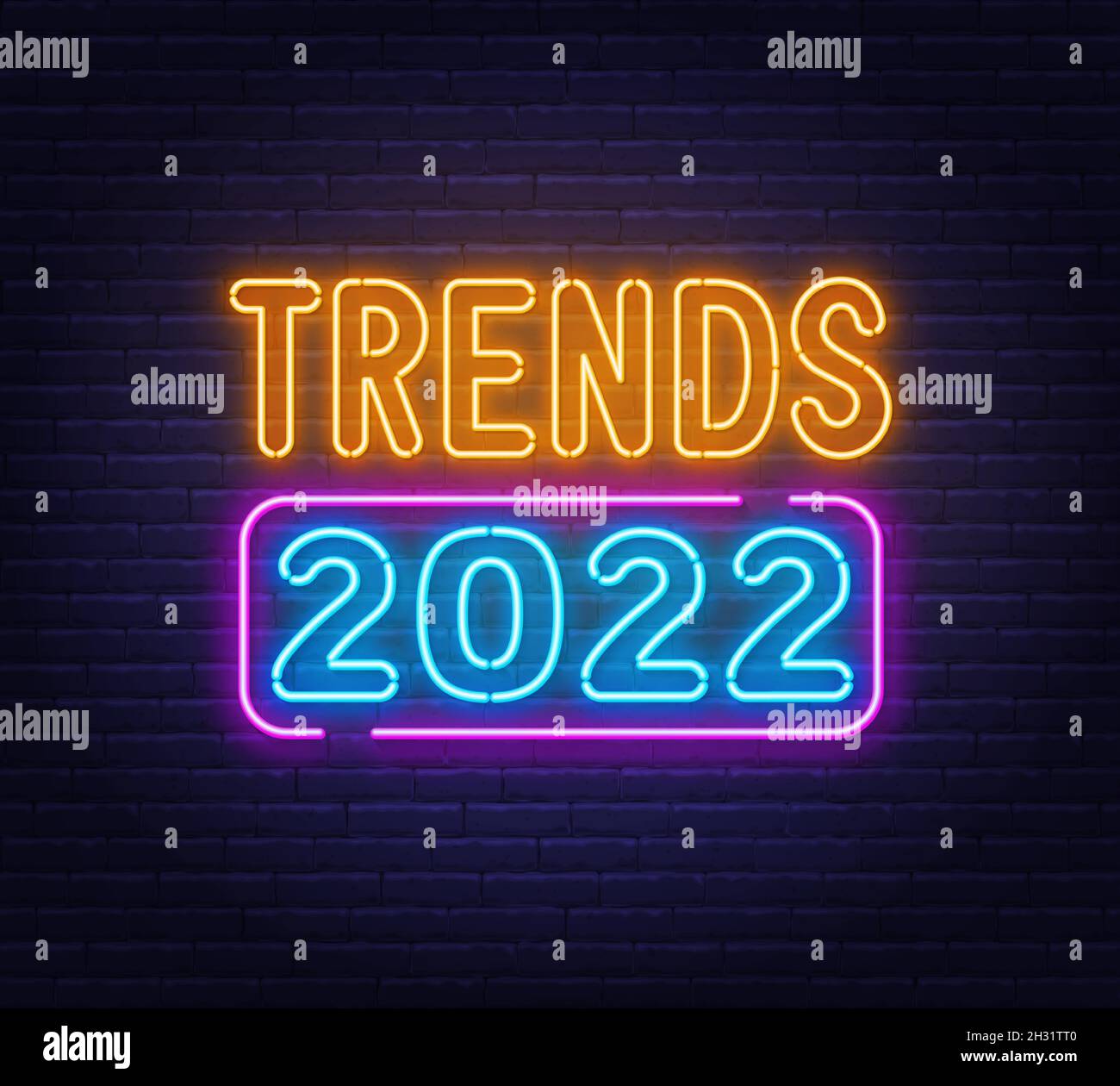 Trends 2022 neon sign on brick wall background Stock Vector Image & Art ...