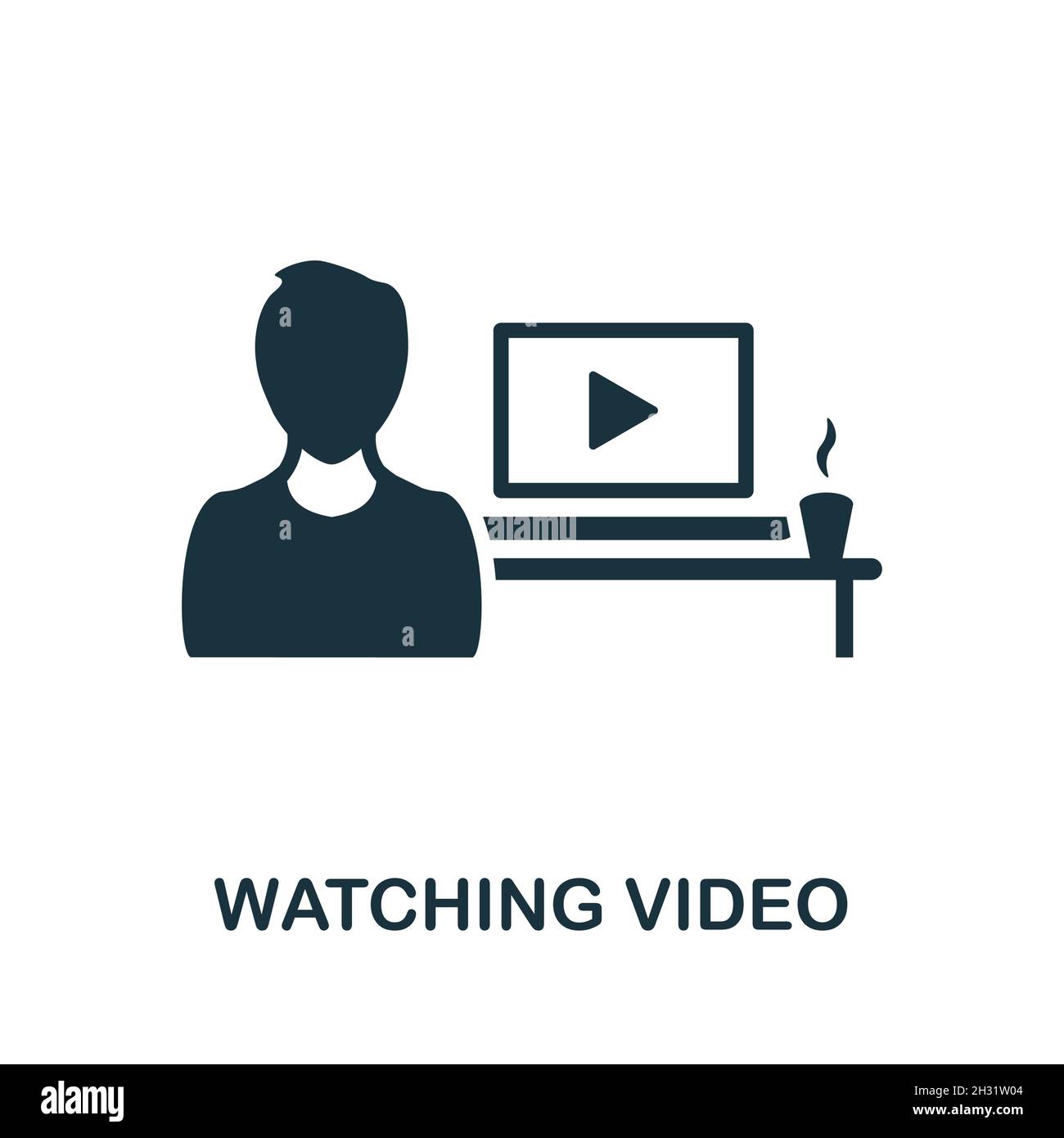 Watching Video icon. Monochrome sign from home rest collection ...