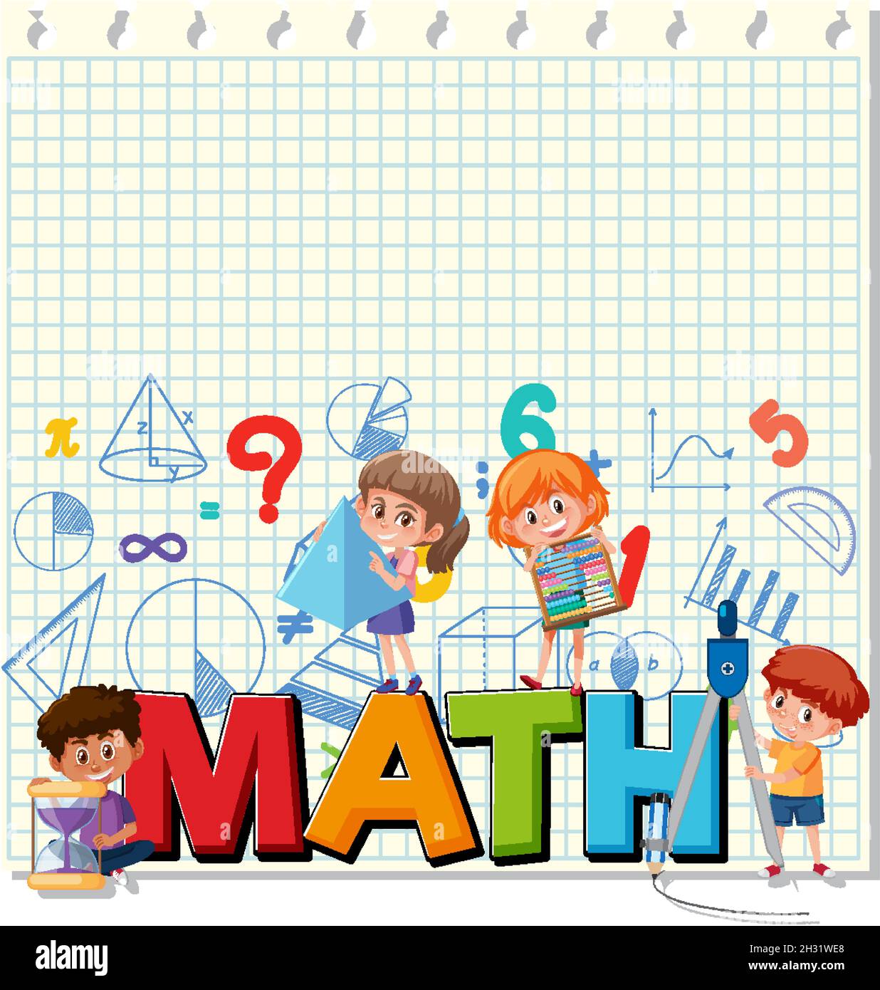 Kids with math icon template illustration Stock Vector Image & Art - Alamy