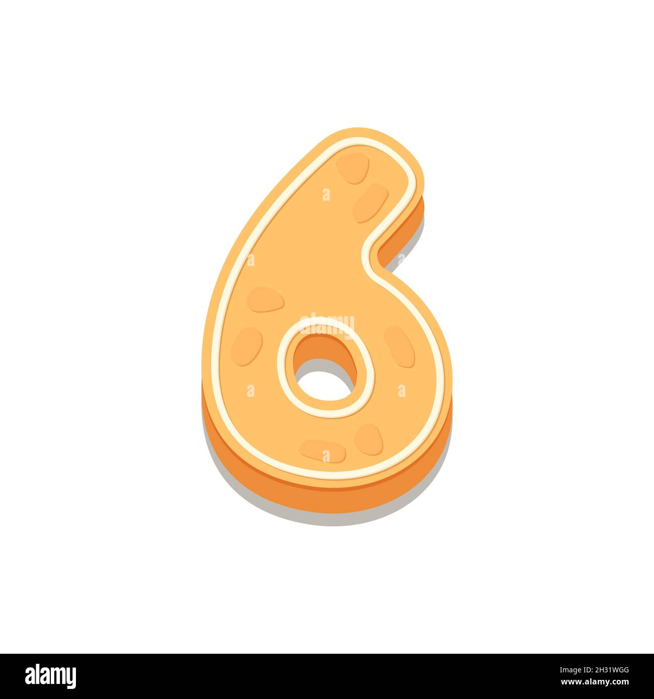 Gingerbread Cookies number six, 6. Cartoon number with icing sugar ...