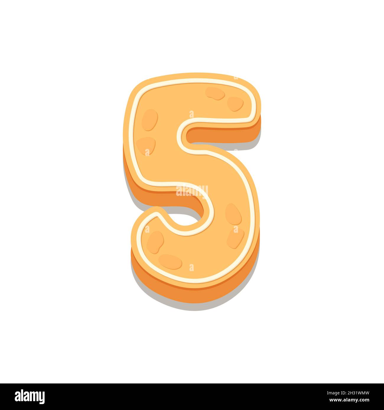 Gingerbread Cookies number five, 5. Cartoon number with icing sugar ...