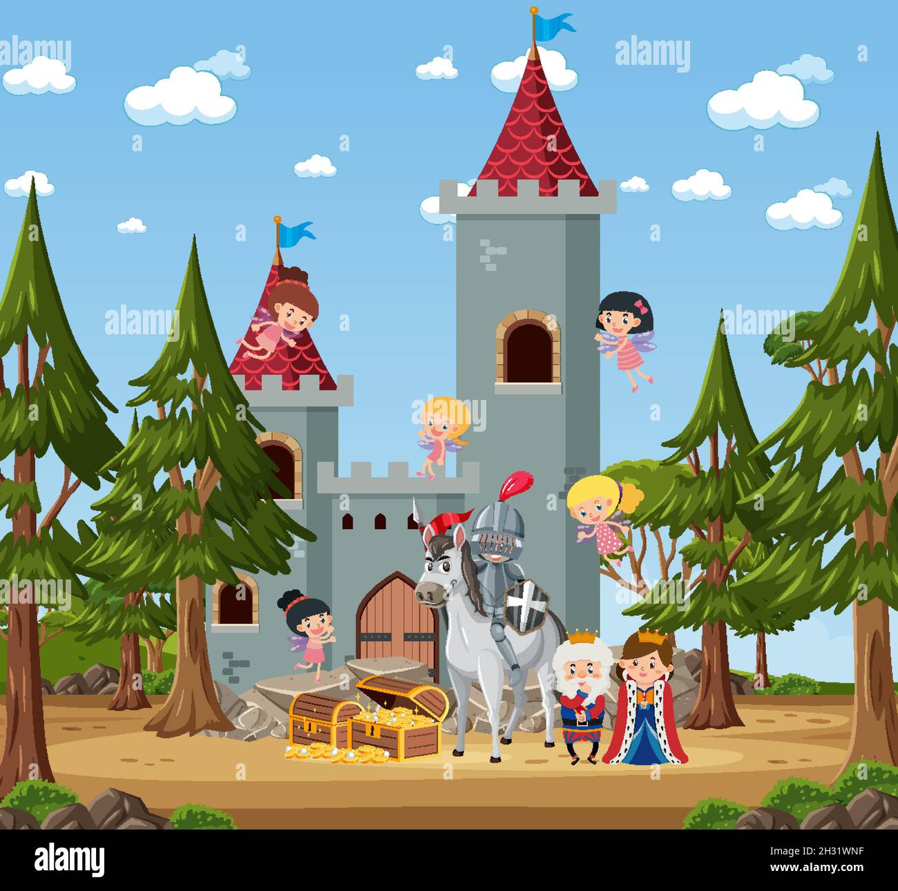 Royal family at castle illustration Stock Vector Image & Art - Alamy